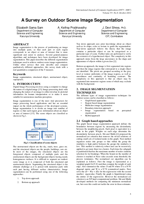 (PDF) A Survey on Outdoor Scene Image Segmentation