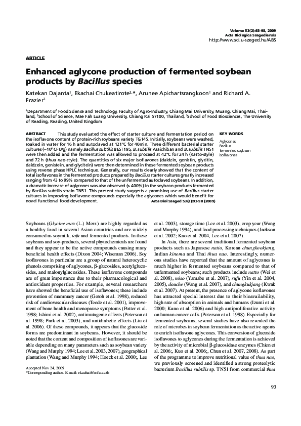 (PDF) Enhanced aglycone production of fermented soybean products by ...