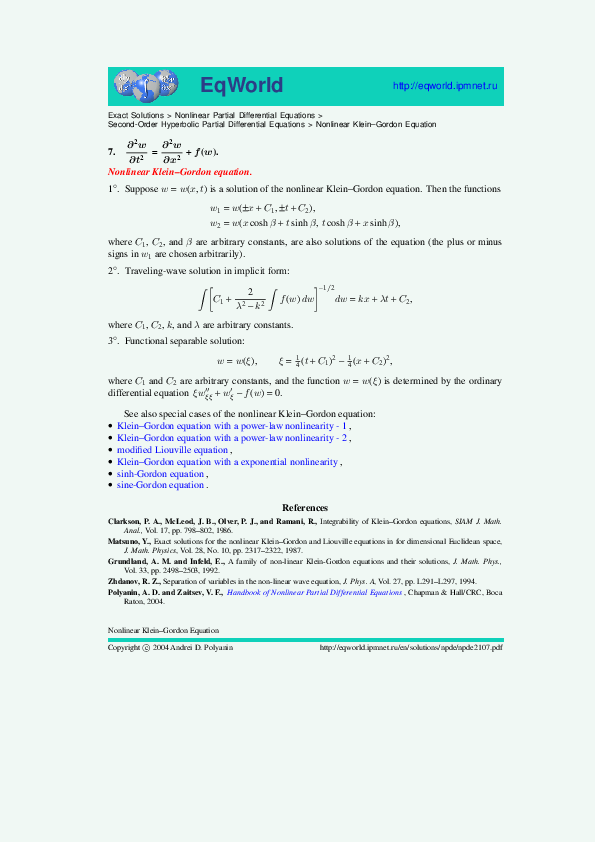 Pdf The Nonlinear Klein Gordon Equation
