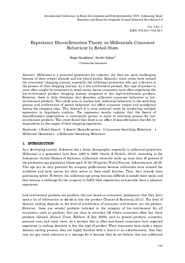 (PDF) Expectancy Disconfirmation Theory on Millenials Consumer ...