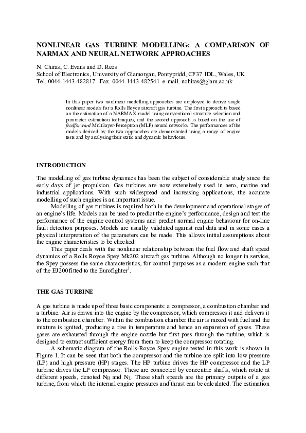 (PDF) Nonlinear Gas Turbine Modelling : A Comparison of Narmax and ... (PDF) Nonlinear Gas Turbine Modelling : A Comparison of Narmax and ...