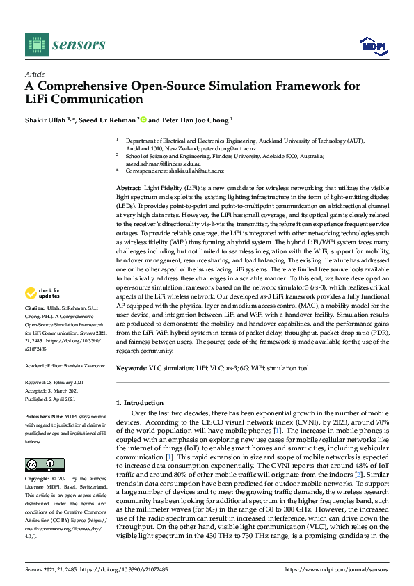(PDF) A Comprehensive Open-Source Simulation Framework for LiFi Communication