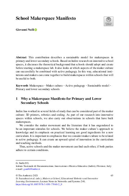 (PDF) School Makerspace Manifesto