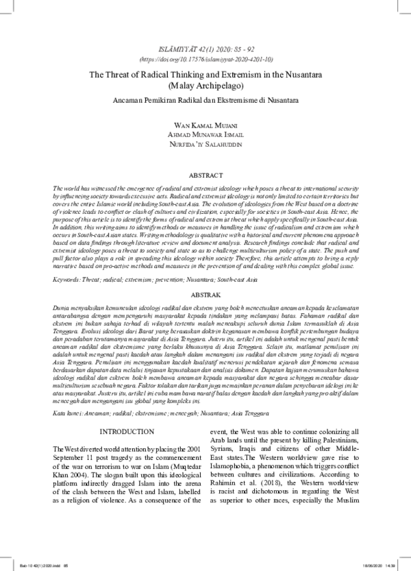 (PDF) The Threat of Radical Thinking and Extremism in the Nusantara ...
