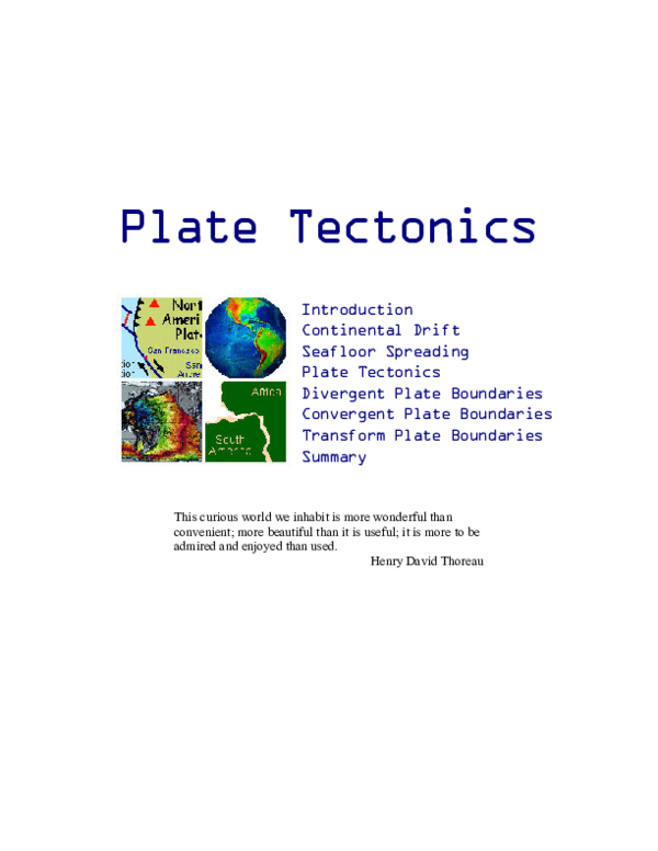 (PDF) Plate Tectonics Introduction Continental Drift Seafloor Spreading ...