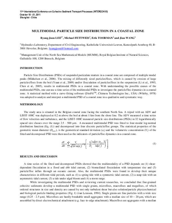 (PDF) Multimodal particle size distribution in a coastal zone