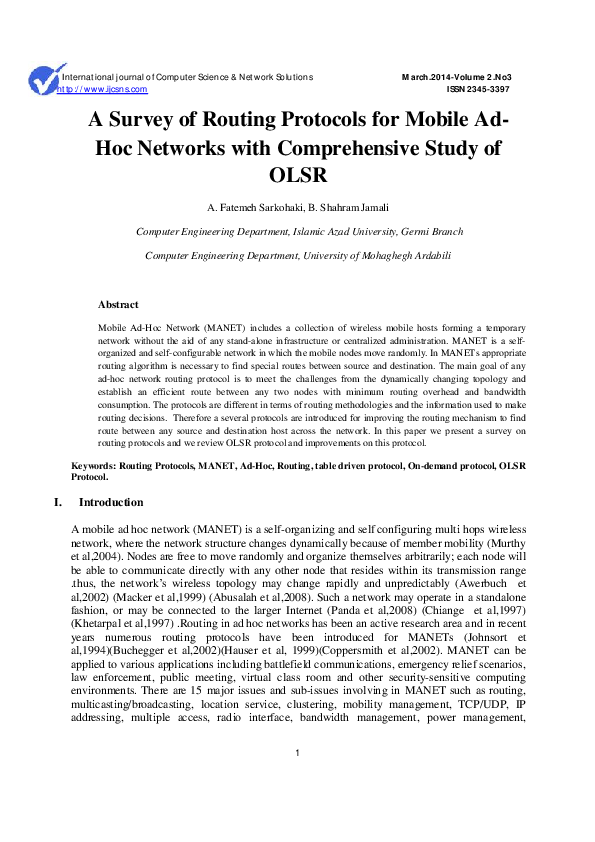 (PDF) A Survey of Routing Protocols for Mobile Ad- Hoc Networks with ...