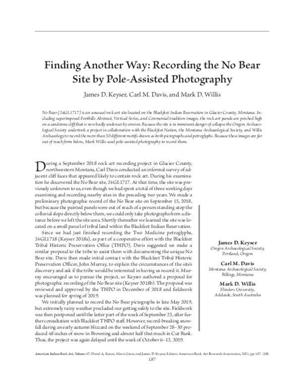 (PDF) Finding Another Way: Recording the No Bear Site by Pole-Assisted ...