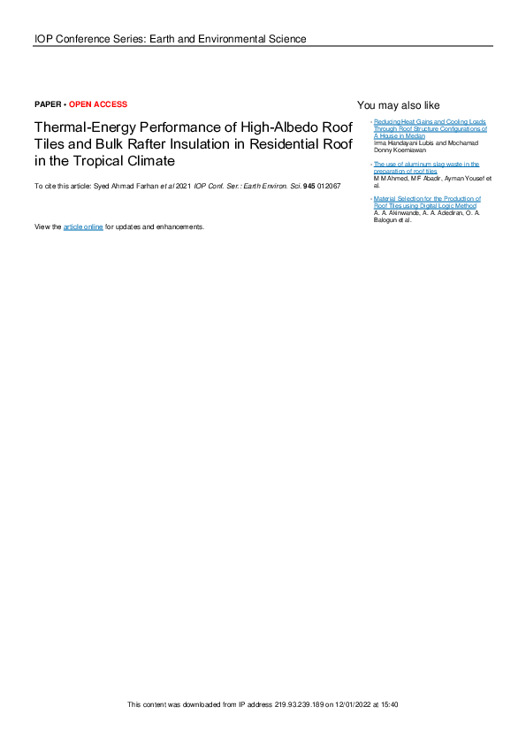 (PDF) Thermal-Energy Performance of High-Albedo Roof Tiles and Bulk ...