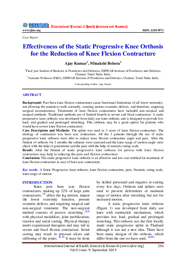 (PDF) Effectiveness of the Static Progressive Knee Orthosis for the ...