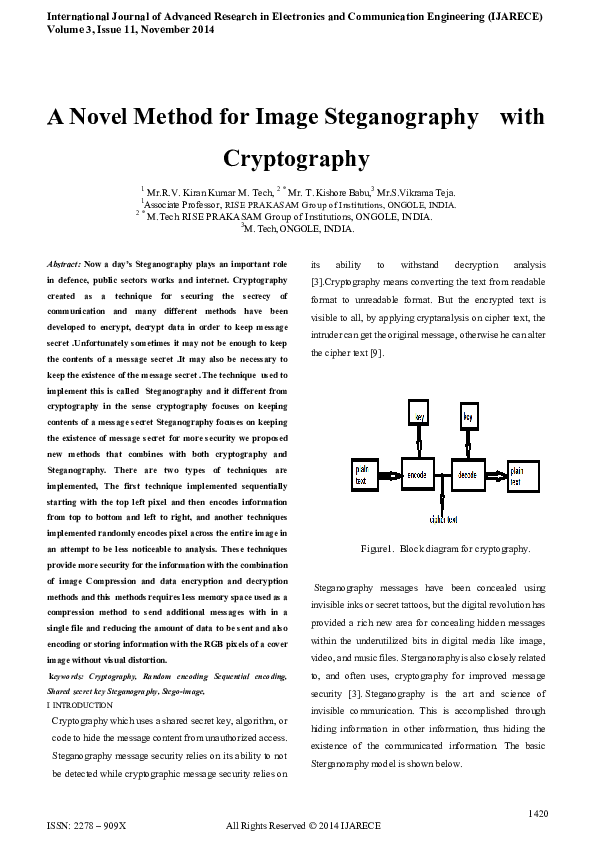 (PDF) A Novel Method for Image Steganography with Cryptography
