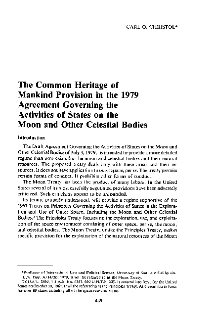 (PDF) The 1979 Agreement Governing the Activities of States on the Moon ...