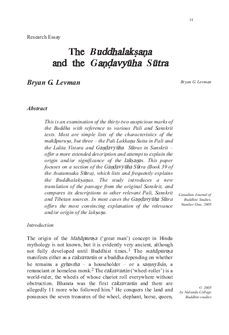 (PDF) The Buddhalaksana and the Gandavyuha Sutra