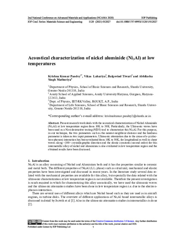 (PDF) Acoustical characterization of nickel aluminide (Ni 3 Al) at low ...