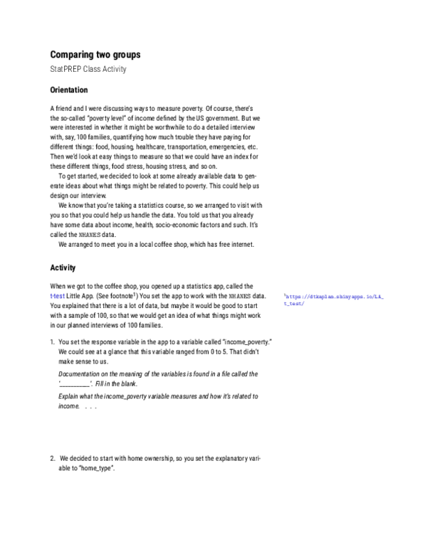 (PDF) Comparing two groups