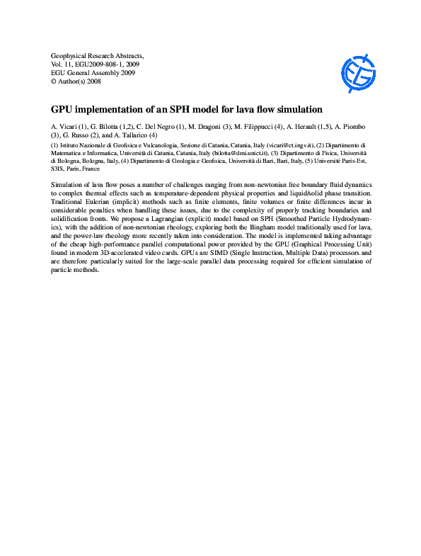 Pdf Gpu Implementation Of An Sph Model For Lava Flow Simulation