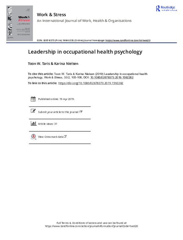 (PDF) Leadership in occupational health psychology