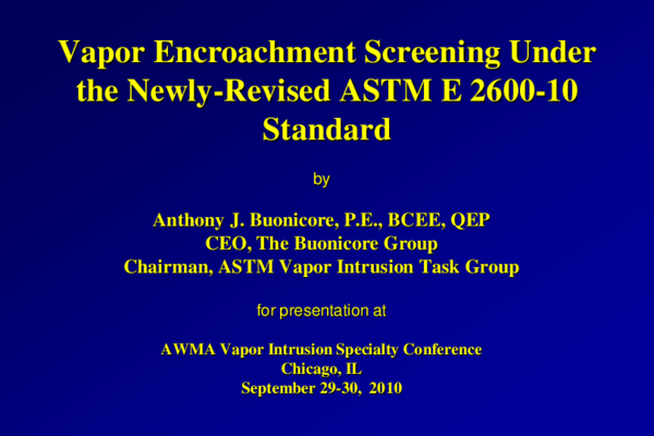 (PDF) Vapor Encroachment Screening Under the Newly-Revised ASTM E 2600 ...