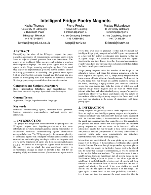 (PDF) Intelligent fridge poetry magnets