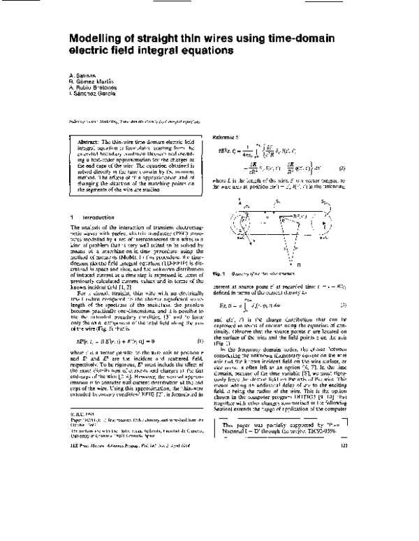 (PDF) Modelling of straight thin wires using time-domain electric field ...