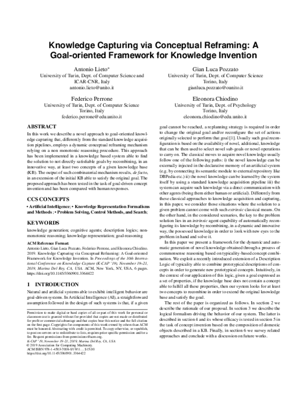 (PDF) Knowledge Capturing via Conceptual Reframing: A Goal-oriented ...