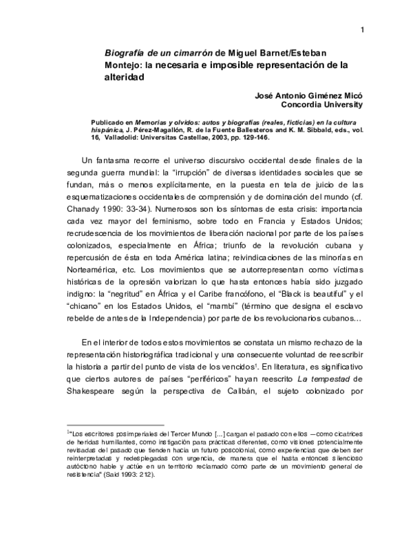(PDF) Biografía de un cimarrón de Miguel Barnet/Esteban Montejo: La ...