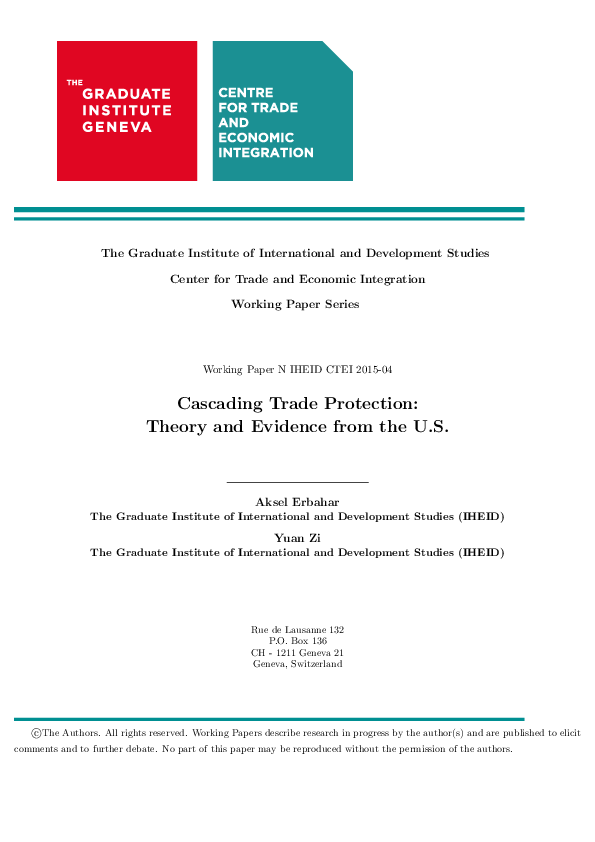 (PDF) Cascading Trade Protection: Theory and Evidence from the U.S