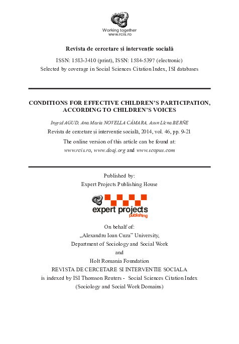 (PDF) Conditions for Effective Children’s Participation, according to ...