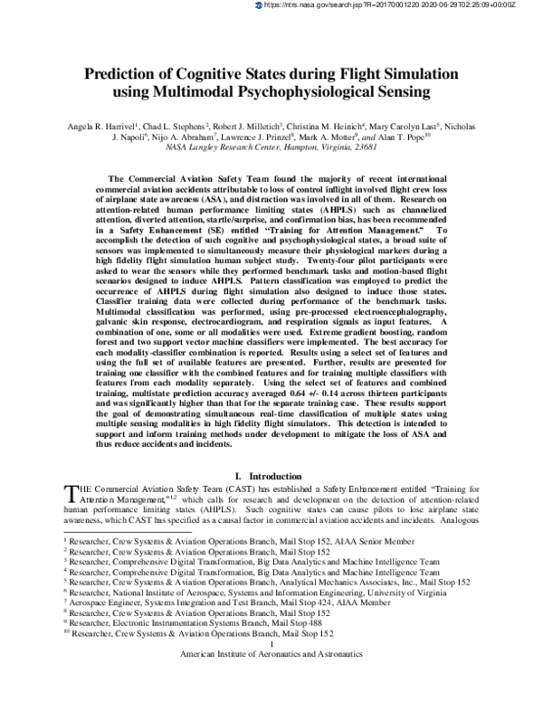 (PDF) Prediction of Cognitive States during Flight Simulation using ...