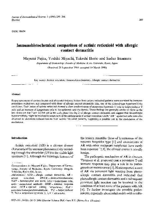 (PDF) Immunohistochemical comparison of actinic reticuloid with ...