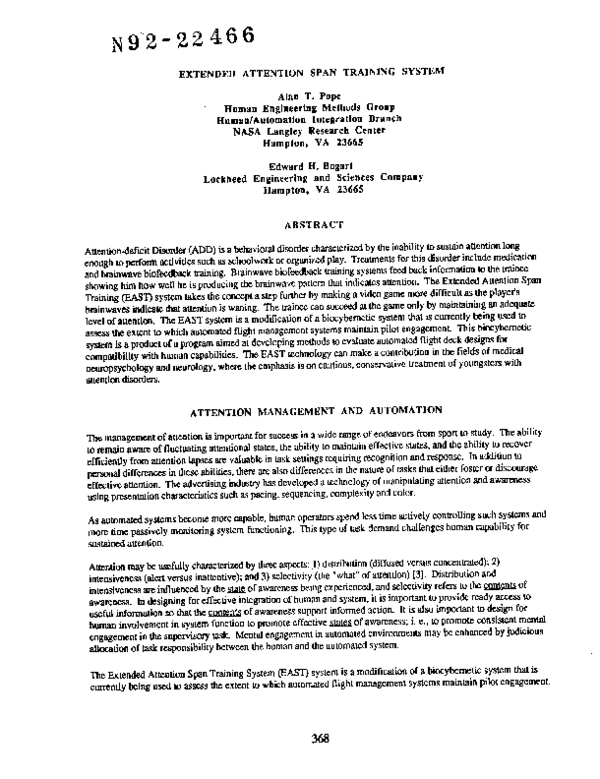 (PDF) Extended Attention Span Training System: Video Game Neurotherapy ...
