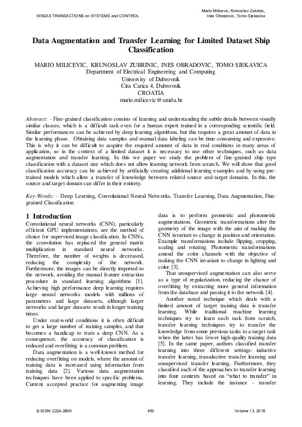 (PDF) Data Augmentation and Transfer Learning for Limited Dataset Ship ...