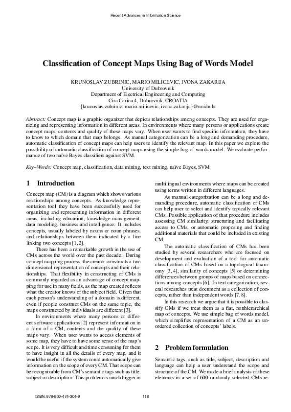 (PDF) Classification of Concept Maps Using Bag of Words Model