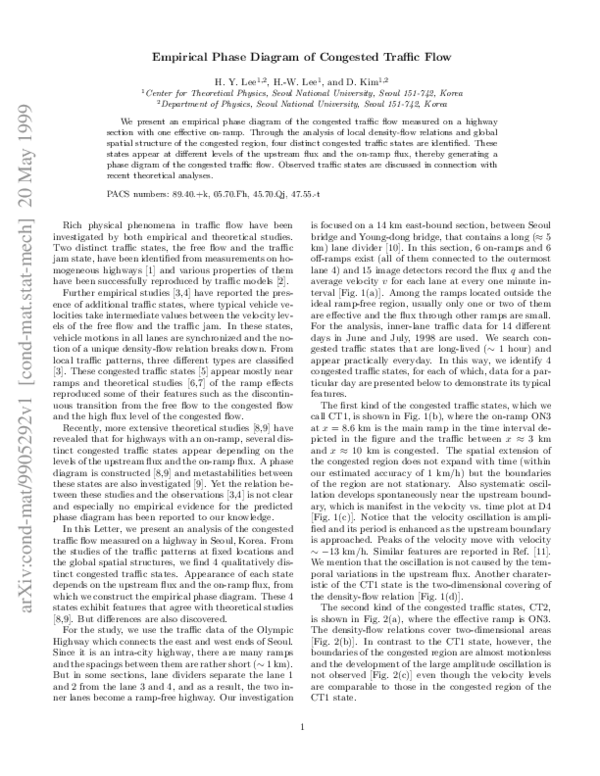 (PDF) Empirical Phase Diagram of Congested Traffic Flow
