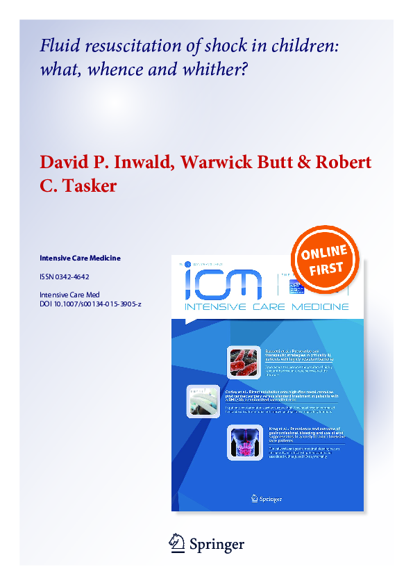 (PDF) Fluid resuscitation of shock in children: what, whence and whither?