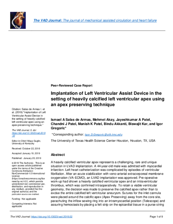 (PDF) Implantation of Left Ventricular Assist Device in the setting of ...