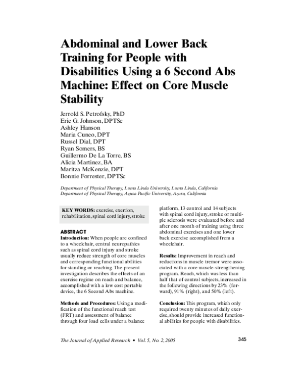 (PDF) Abdominal and lower back training for people with disabilities ...