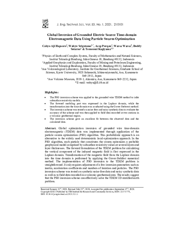 Pdf Global Inversion Of Grounded Electric Source Time Domain Electromagnetic Data Using