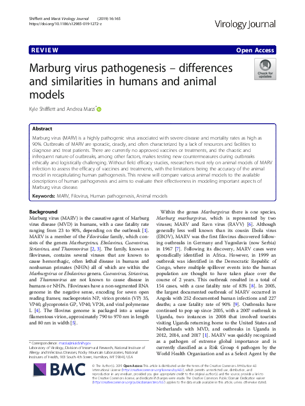 (PDF) Marburg virus pathogenesis – differences and similarities in ...