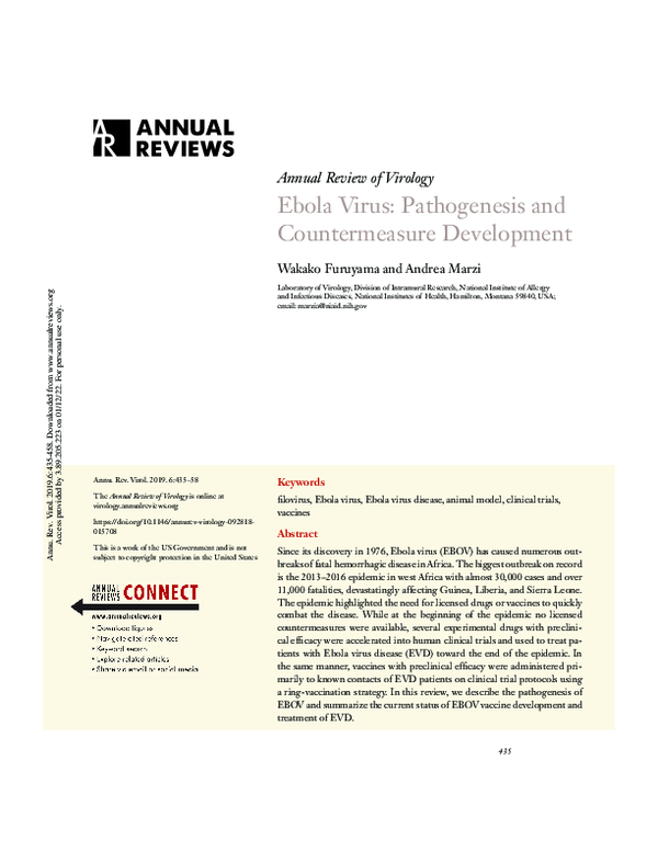 (PDF) Ebola Virus: Pathogenesis and Countermeasure Development