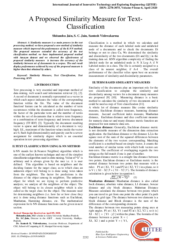 (PDF) A Proposed Similarity Measure for Text-Classification