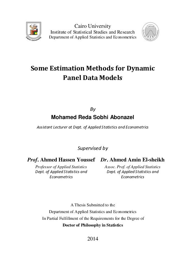 (PDF) Some Estimation Methods for Dynamic Panel Data Models