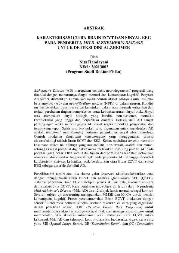 (PDF) Karakterisasi Citra Brain Ecvt Dan Sinyal Eeg Pada Penderita Mild ...