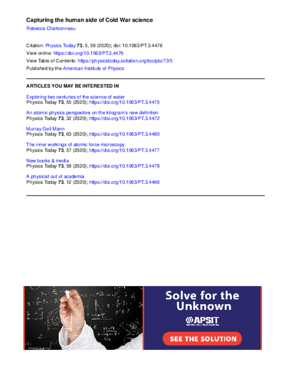 (PDF) Capturing the human side of Cold War science