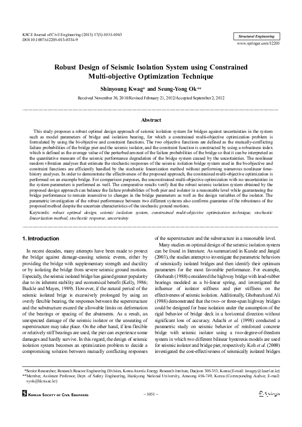 Pdf Robust Design Of Seismic Isolation System Using Constrained Multi
