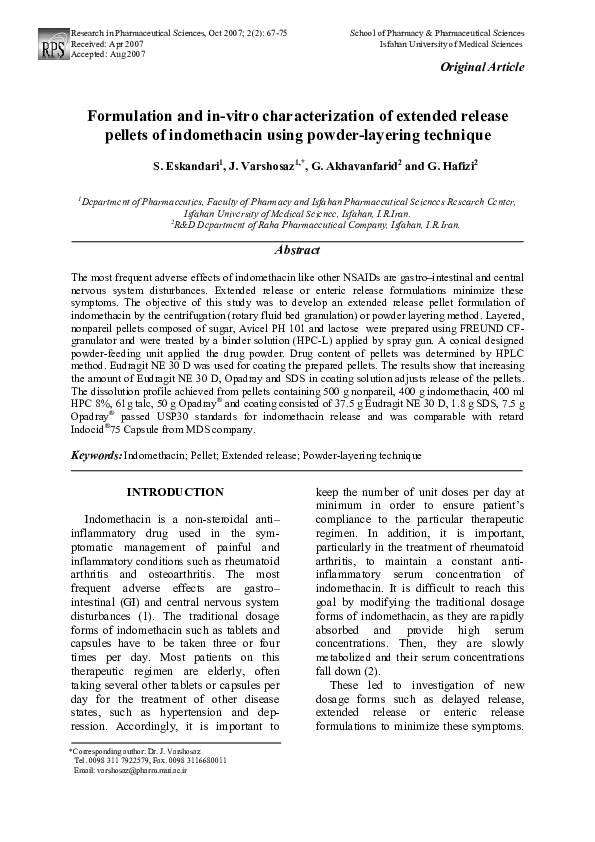 (PDF) Formulation and in-vitro characterization of extended release ...