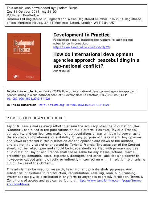 (PDF) How do international development agencies approach peacebuilding ...