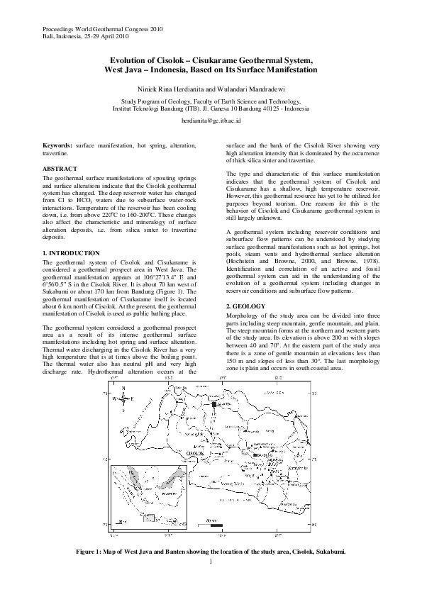 (PDF) Evolution of Cisolok - Cisukarame Geothermal System, West Java ...