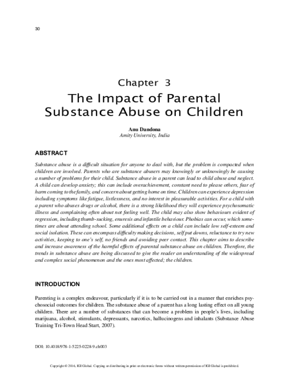 (PDF) The Impact of Parental Substance Abuse on Children