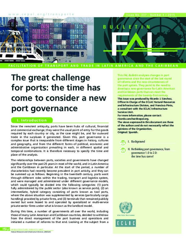 (PDF) The great challenge for ports: the time has come to consider a ...
